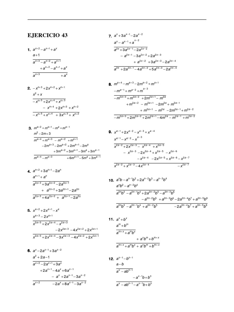 Sol Álgebra de Baldor-Ejercicios - 43-77 | PDF