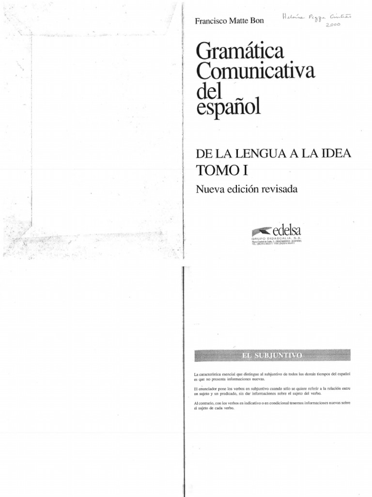 Gramática Comunicativa Del Español Subjuntivo | PDF