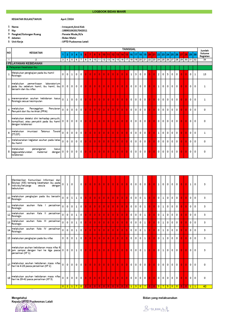 Logbook Kegiatan Bidan Mahir 2024 | PDF
