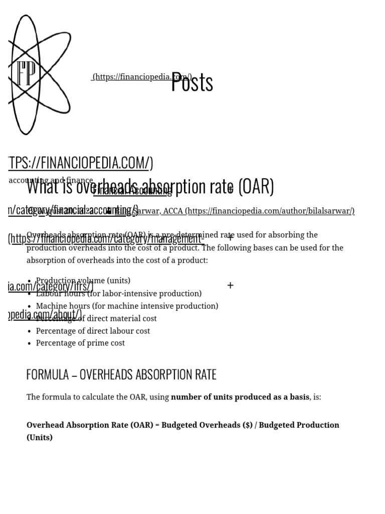 OAR Explained for Accountants | PDF | Cost | Business Economics