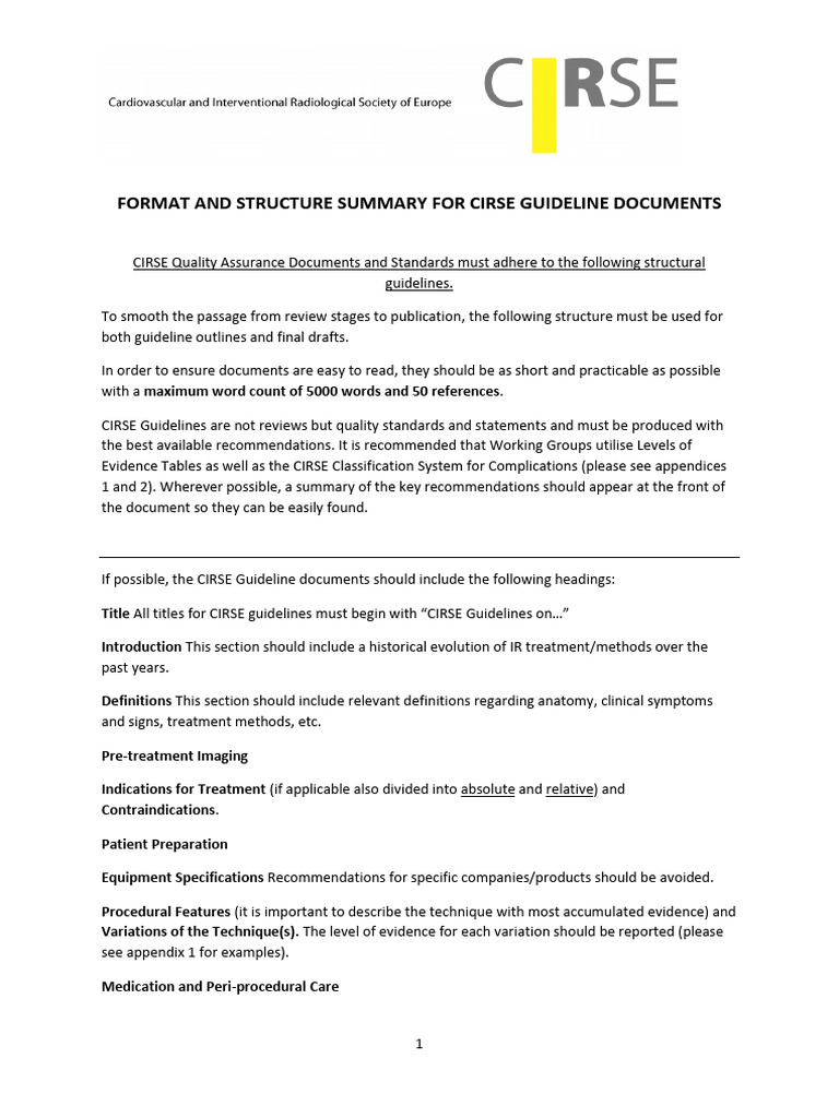 Structural Guidelines - CIRSE SOP Guideline Documents | PDF ...