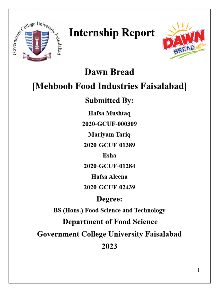 Dawn Bread Internship Report 2023 | PDF | Flour | Baking