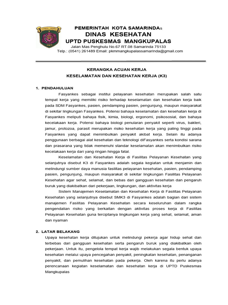 Kak k3 PKM Mangkupalas 2022 | PDF