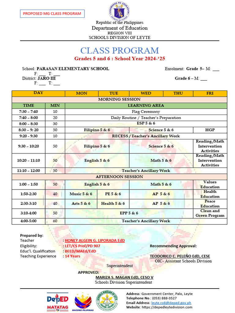 Class Program Grades 56 | PDF