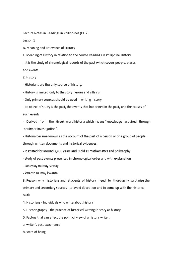 Readings in Philippines-Notes | PDF | Philippines | Primary Sources