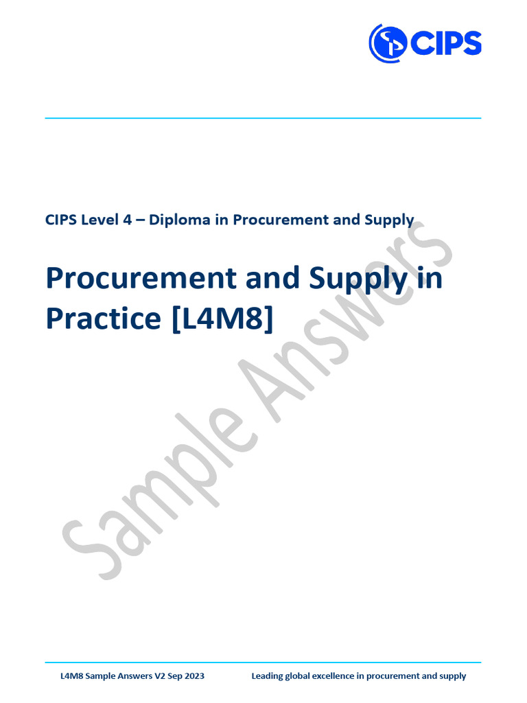 CIPS L4M8 Sample Answer Guidance V2 | PDF | Procurement | Supply Chain