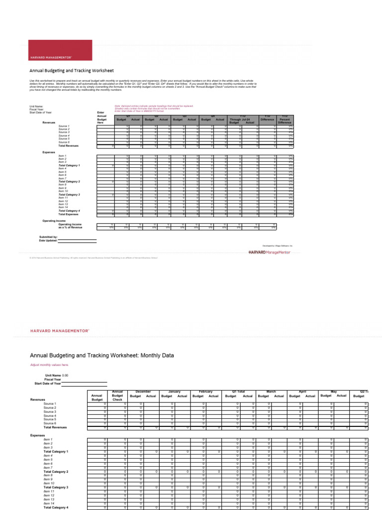 Annual Budgeting and Tracking Worksheet | PDF | Budget