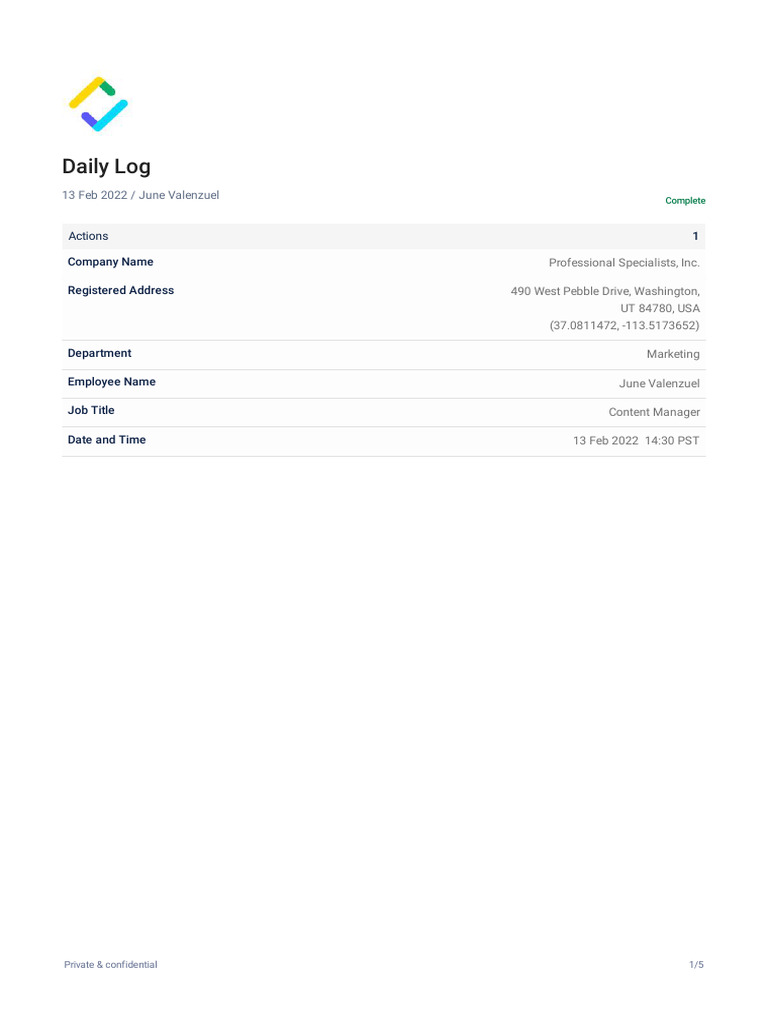 Daily Log Sample Report | PDF | Business | Computing