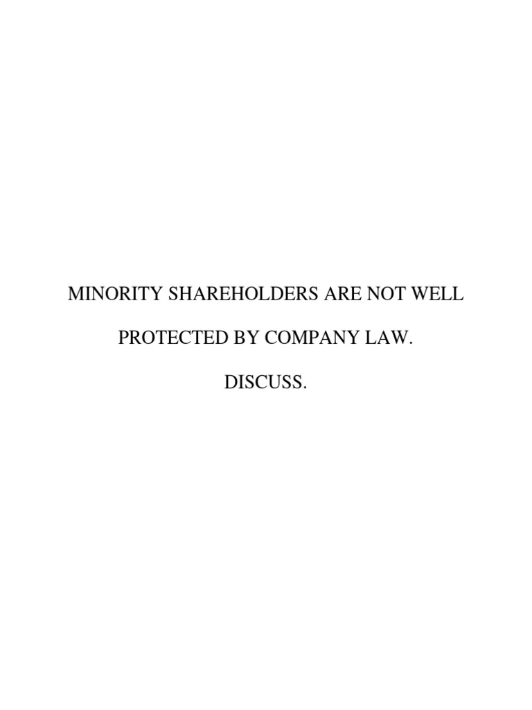 Minority Shareholders Company Law | PDF | Board Of Directors ...