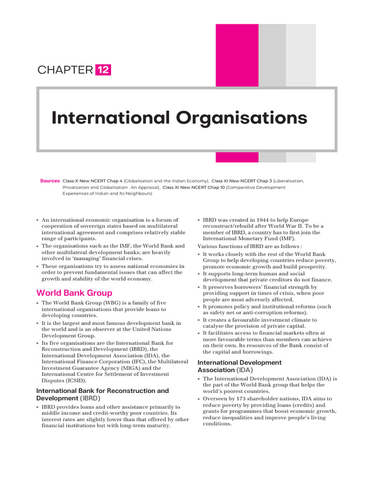 Overview of Key International Economic Organizations | PDF ...
