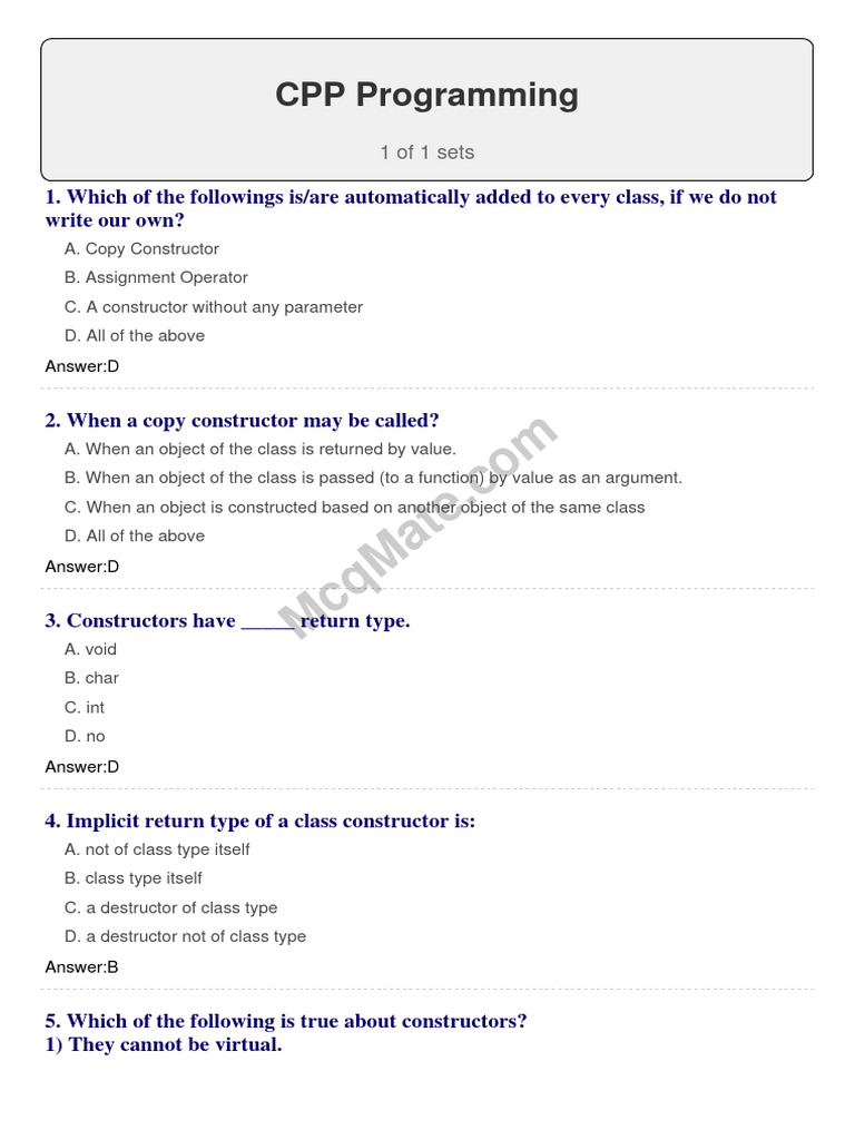 Cpp-Programming (Set 1) | PDF | Method (Computer Programming) | C++ Cpp-Programming (Set 1) | PDF | Method (Computer Programming) | C++