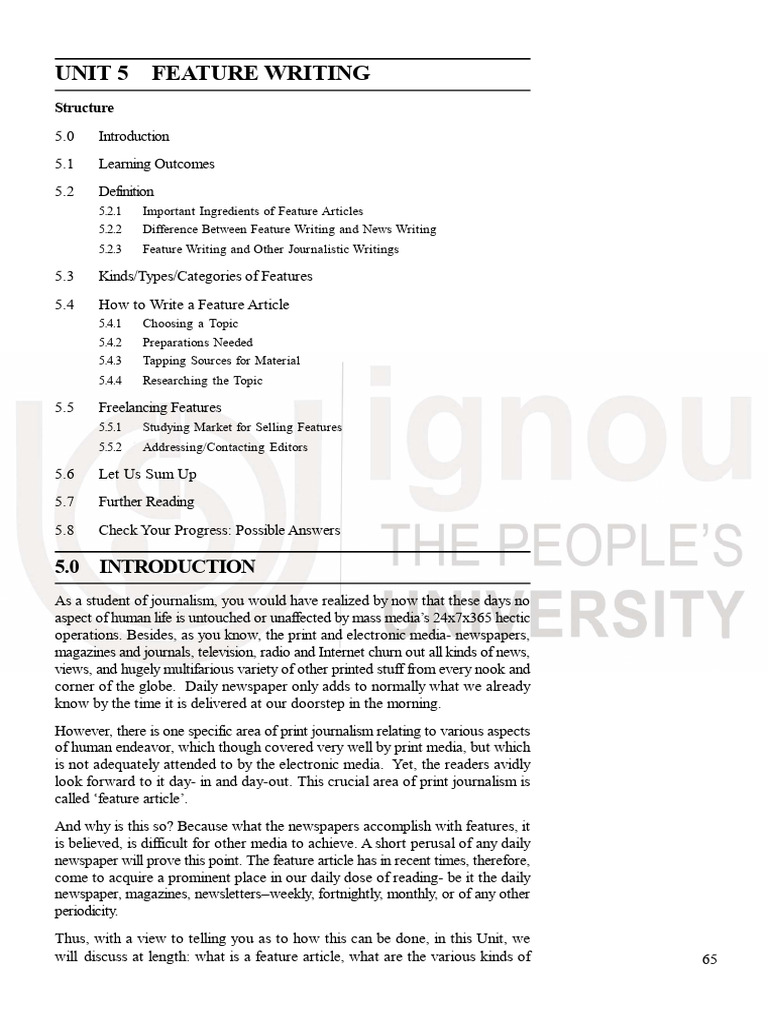 Unit 5 Feature Writing Pdf Newspapers News