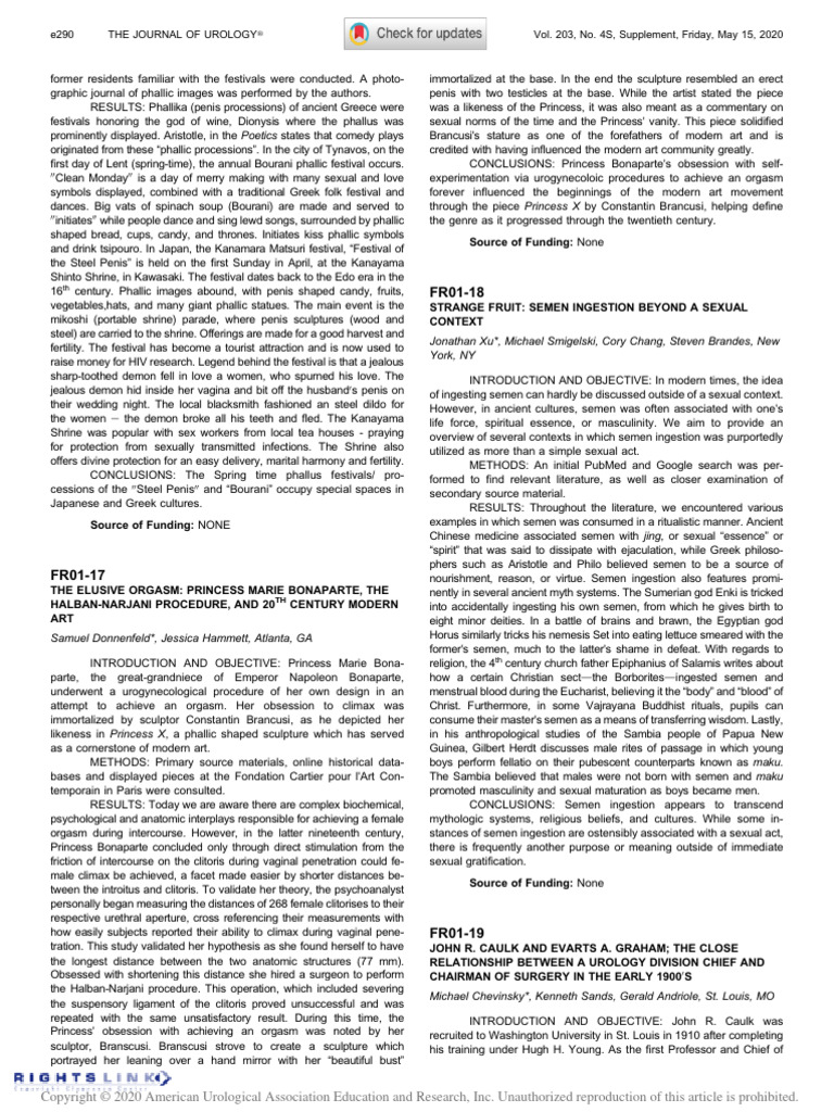 Xu - Et Al 2020 fr01 18 Strange Fruit Semen Ingestion Beyond A Sexual Context | PDF | Semen ...
