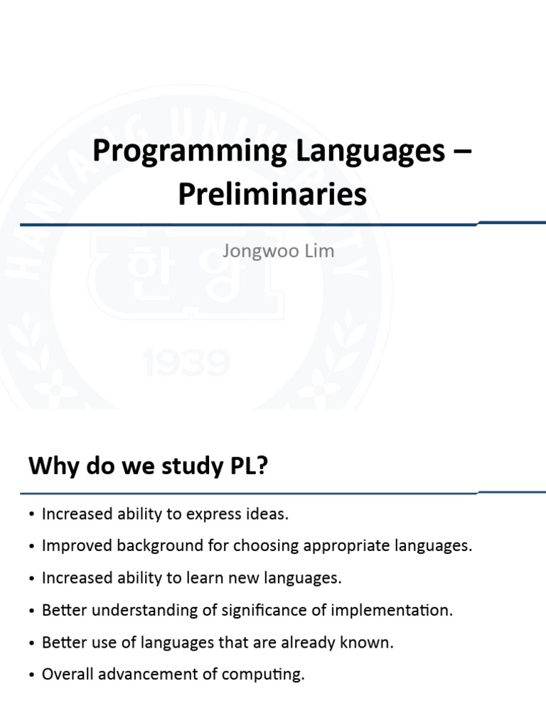 PL01 Preliminaries | PDF | Compiler | Computer Programming PL01 Preliminaries | PDF | Compiler | Computer Programming