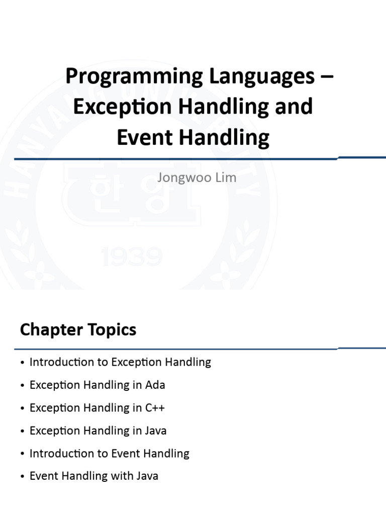 PL14-Exception Handling and Event Handling | PDF | C++ | Parameter (Computer Programming)