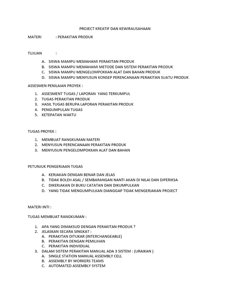 Lembar Kerja Peserta Perakitan Produk | PDF | Seni | Teknologi & Rekayasa