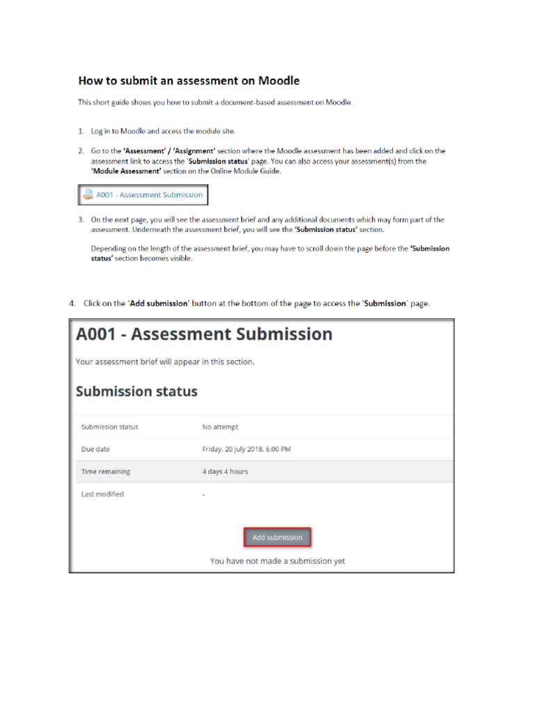 How to Submit Assignments Through Moodle (1) (2) | PDF