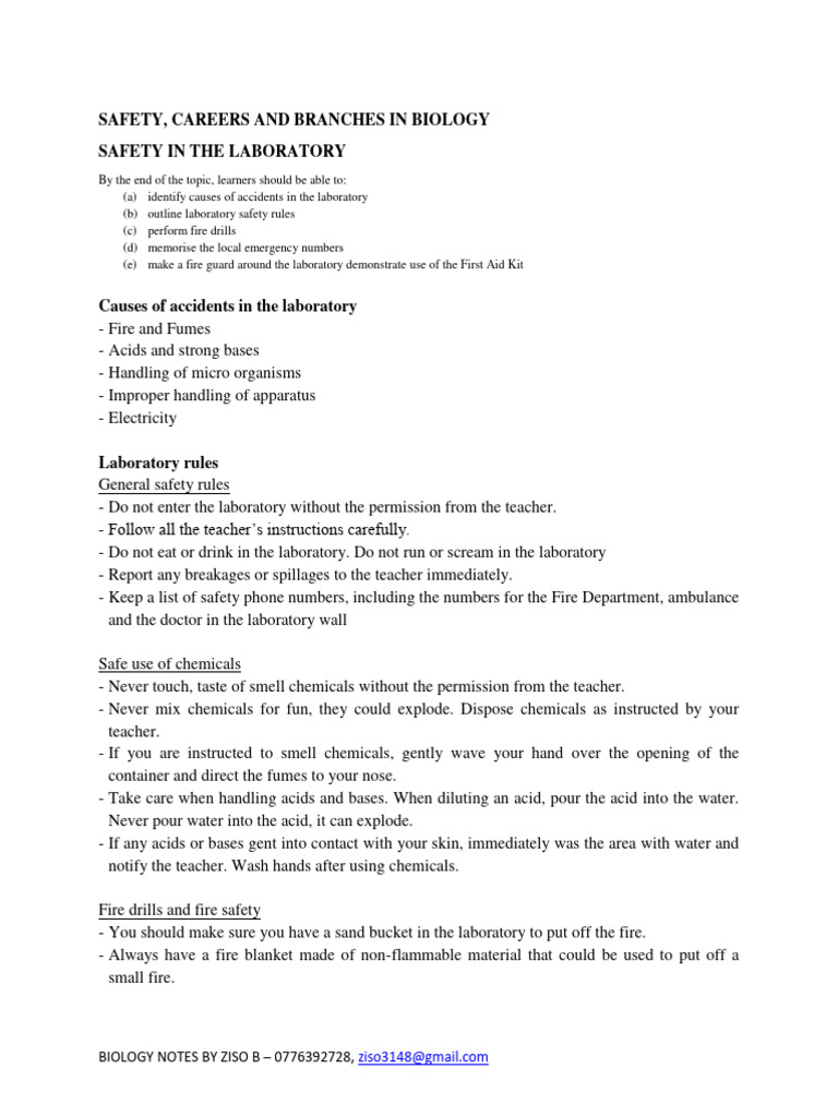 Safety, Branches and Careers in Biology | PDF | Zoology | Fires