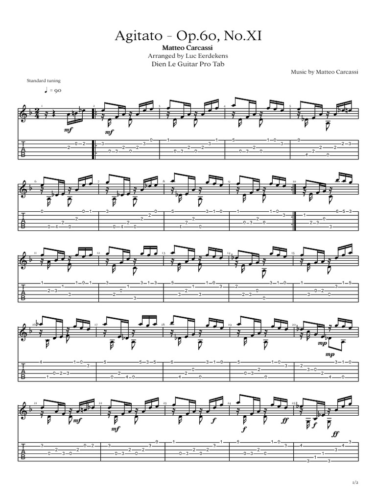 Agitato - Op.60, No.11 - Matteo Carcassi - For Classical Guitar With ...