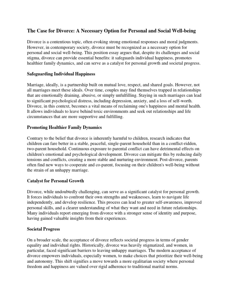 Position Paper - Divorce | Download Free PDF | Divorce | Family