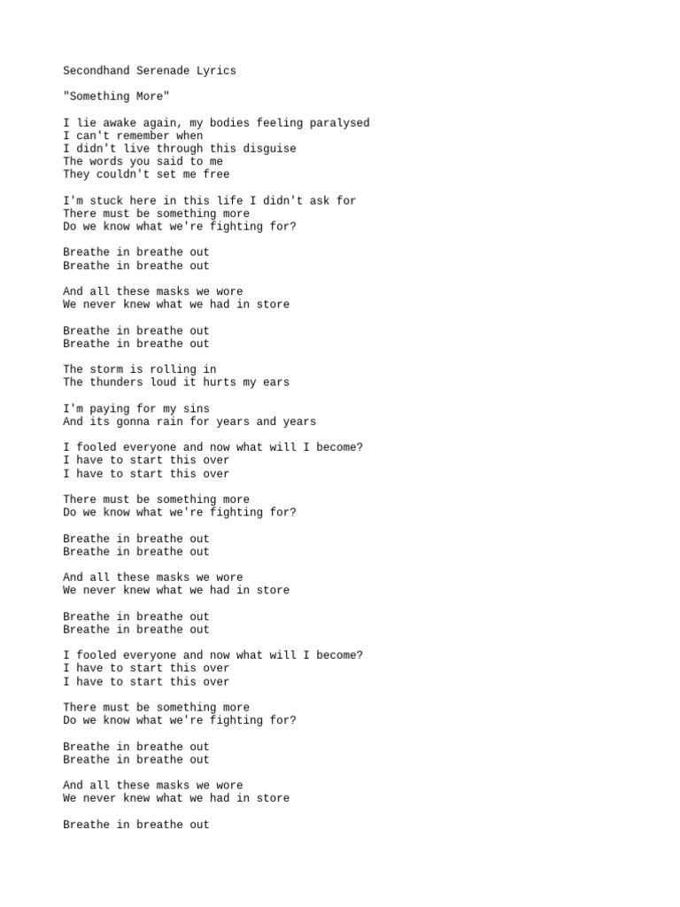Secondhand Serenade Lyrics | PDF