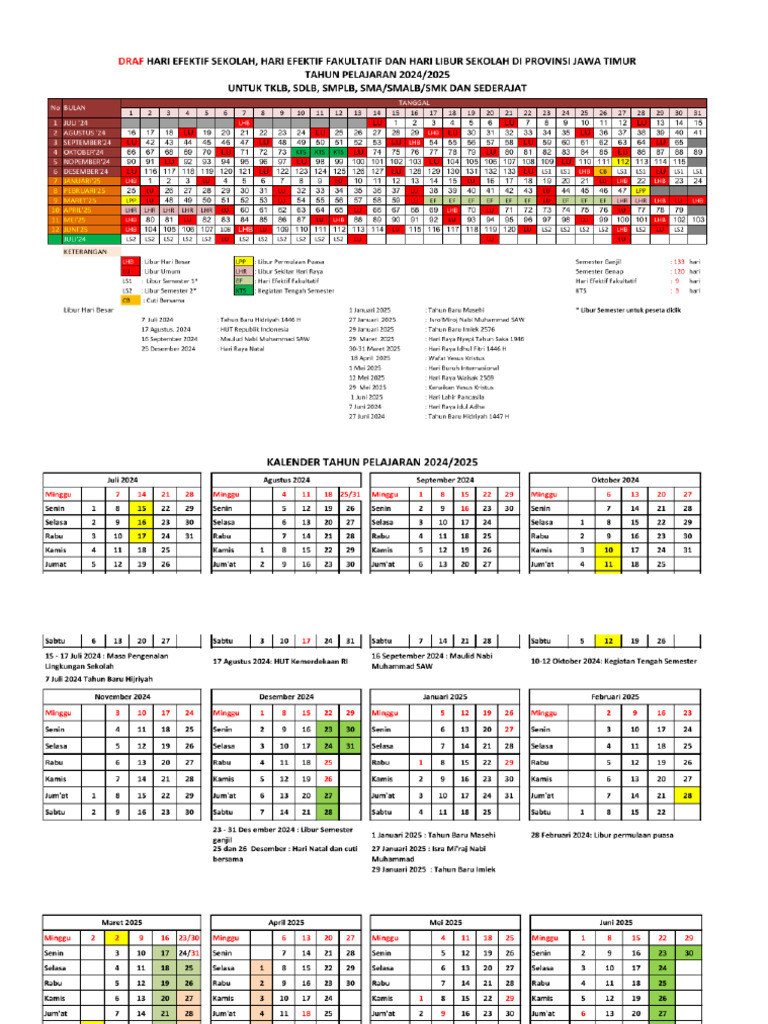 Kalender Pendidikan 2024-2025 (Lengkapi TTD Guru Sendiri) | PDF