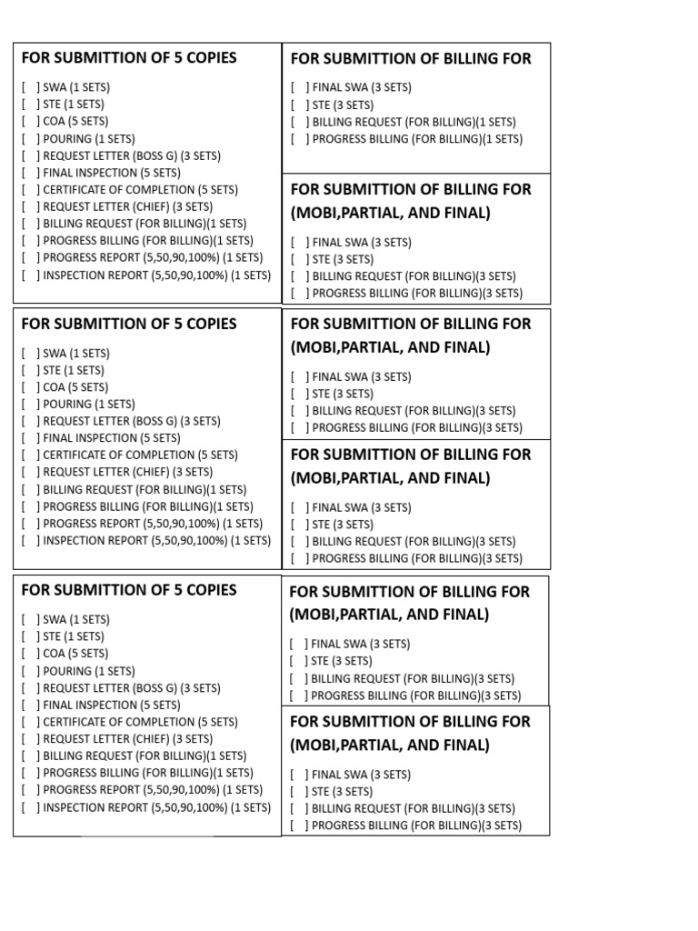 Checlist 5 Copies | PDF
