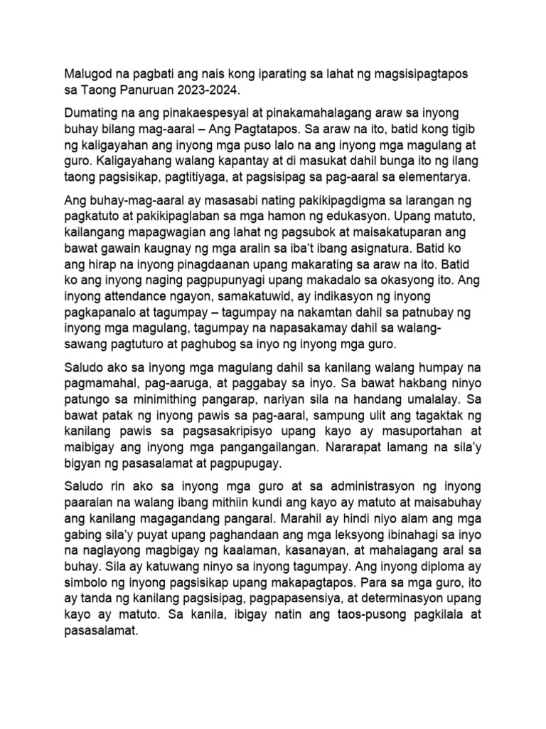 G. Barangay Captain - S Message - JHS - Elem | PDF
