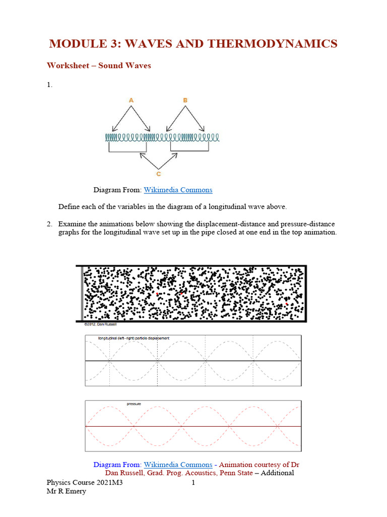 Waves Worksheet - Sound | PDF | Sound | Amplitude