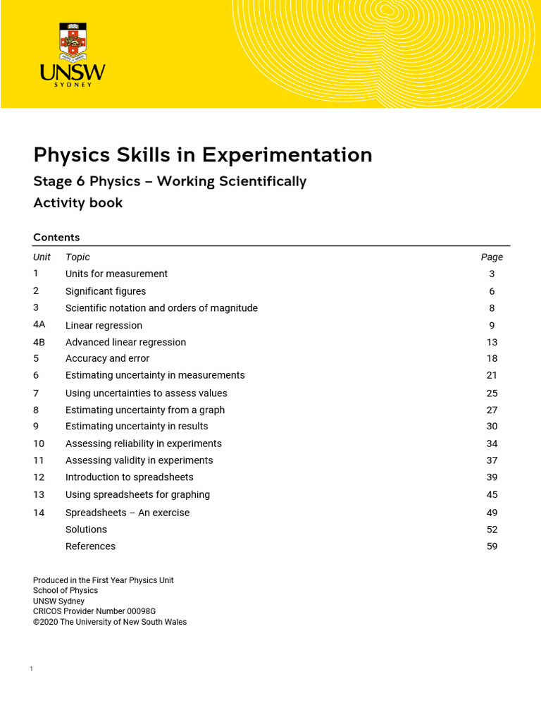 UNSW-skills in Experimentation Workbook1 | PDF | Significant Figures ...