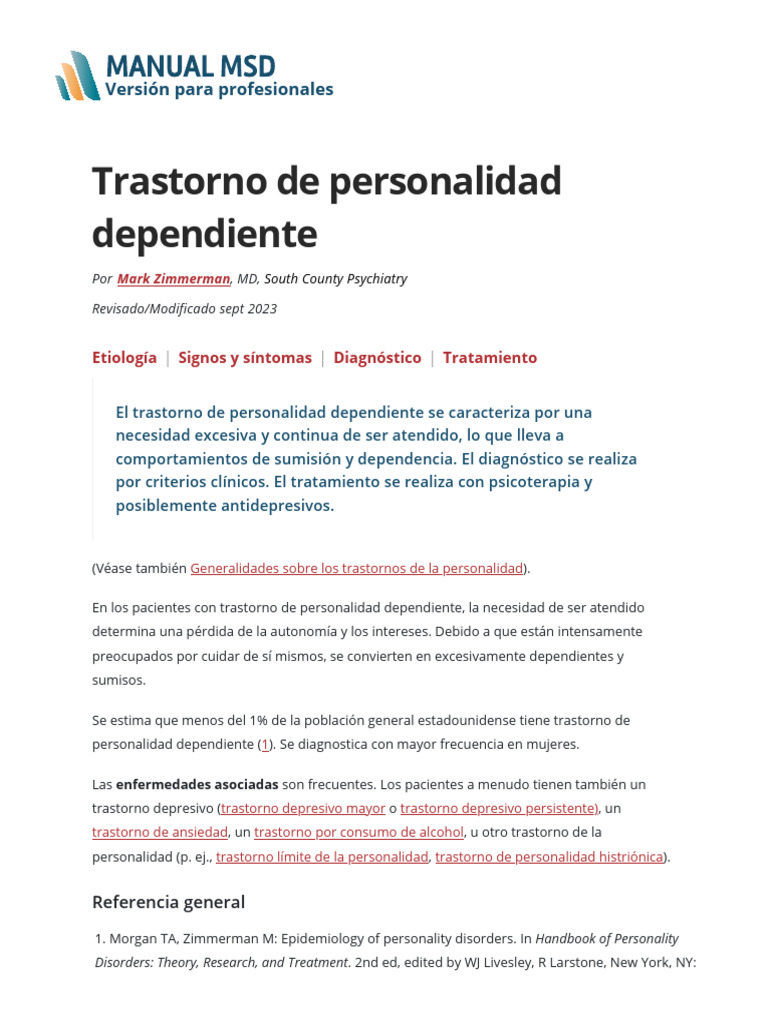 Trastorno de Personalidad Dependiente - Trastornos Psiquiátricos ...