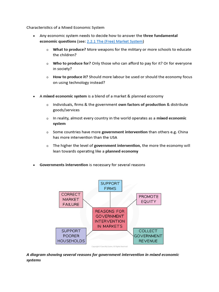 Characteristics of A Mixed Economic System | PDF | Taxes | Economic ...