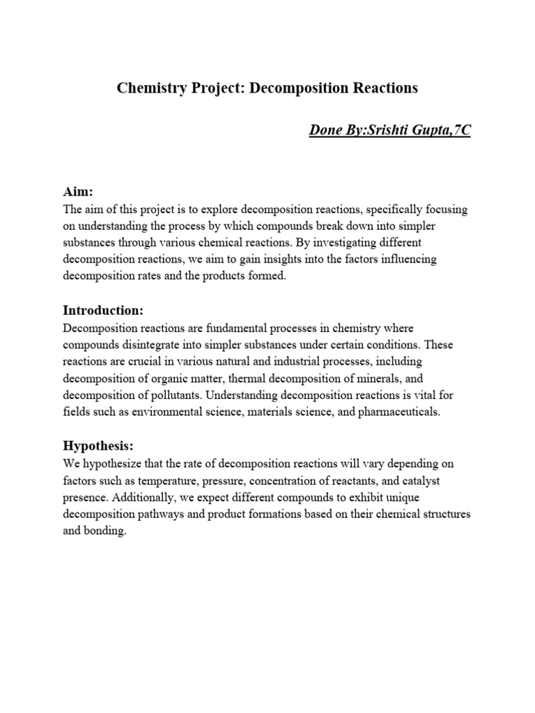 Sa2 Chem Project Srishti 7C | PDF | Chemical Reactions | Chemical ...