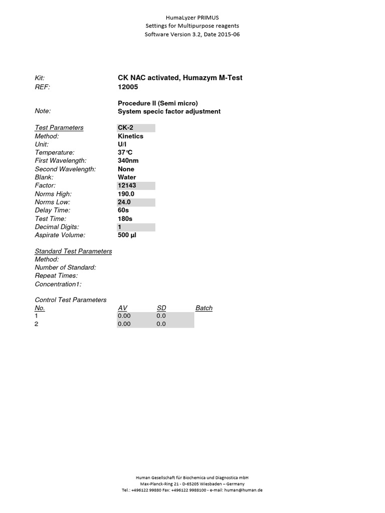 CK-2 - CK NAC Activated, Humazym M-Test - Vs 3.2 - E | PDF