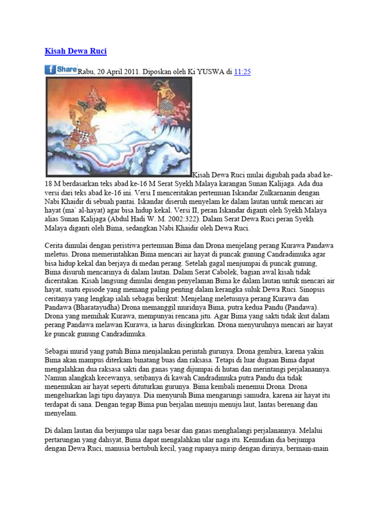 Kisah Dewa Ruci | PDF | Sejarah | Puisi