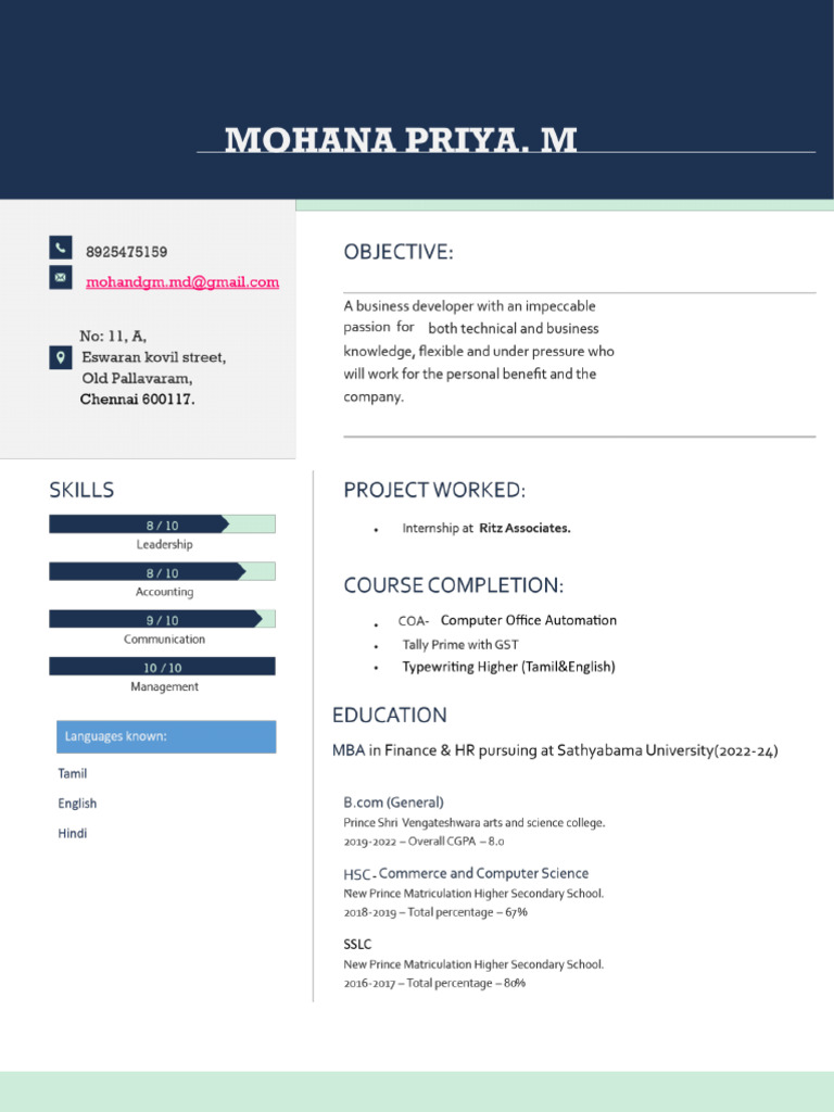 Mohana Priya. M | PDF