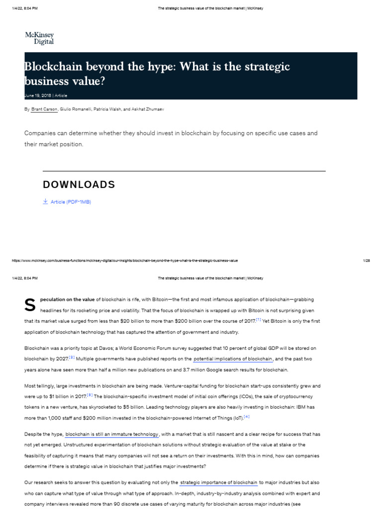 The Strategic Business Value of The Blockchain Market - McKinsey | PDF ...