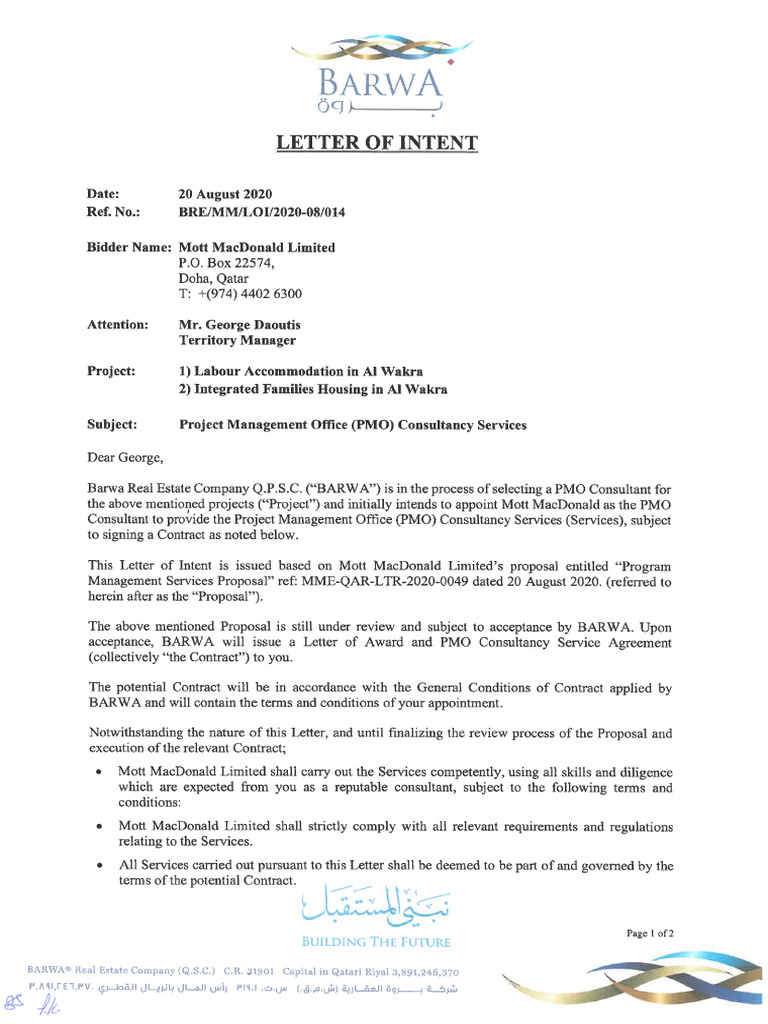 014 - LAW & IFH (MMD - Letter of Intent - Project Management Office ...