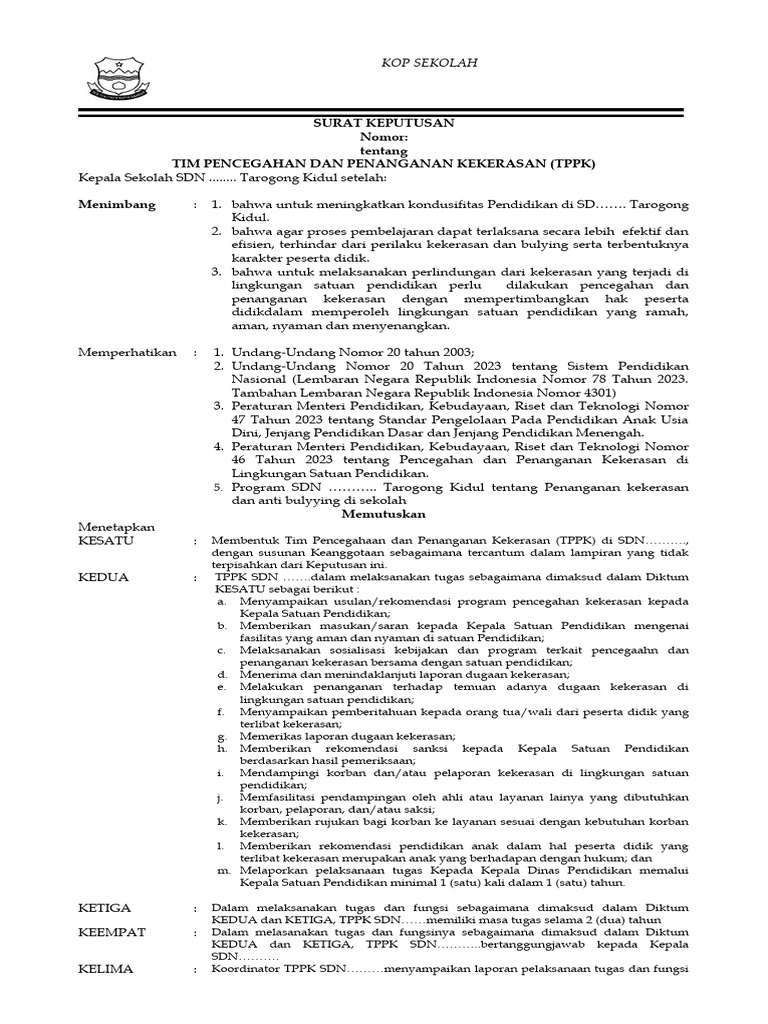 Contoh SK TPPK | PDF