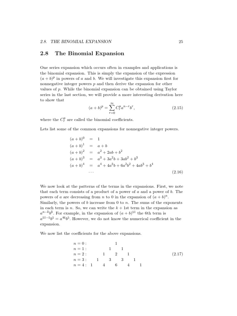 2.8. The Binomial Expansion | PDF | Combinatorics | Abstract Algebra