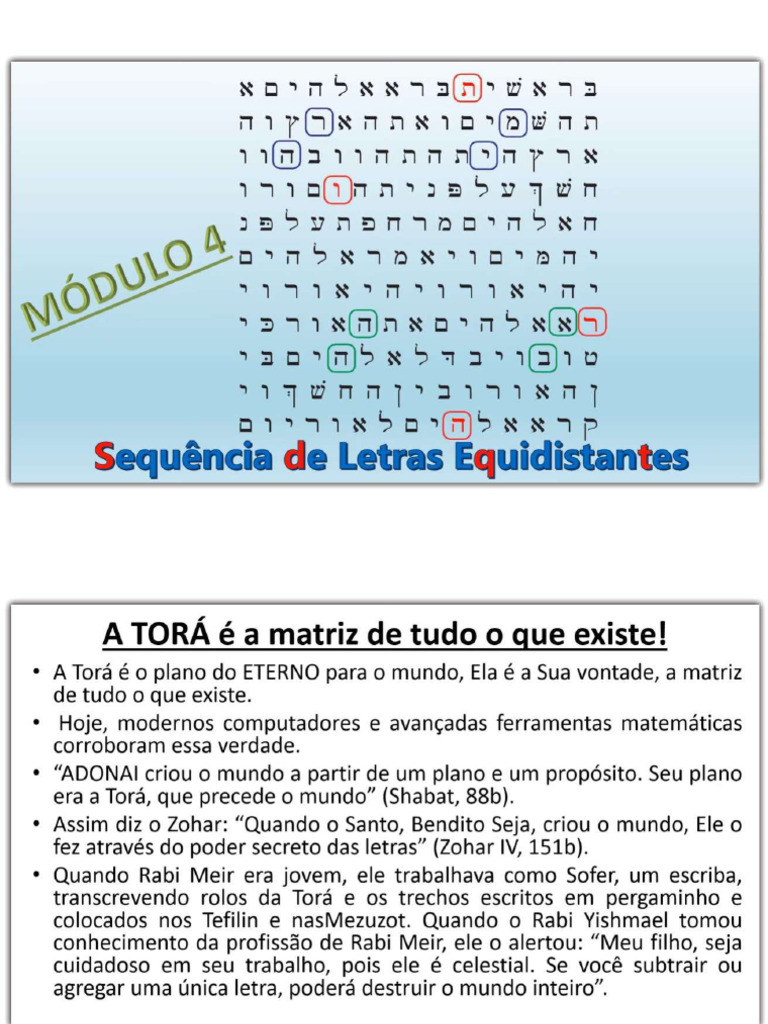 Hebraico Módulo 4 Aulas 1 A 7 Sequência de Letras Equidistantes | PDF