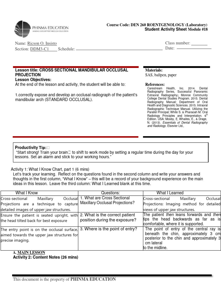 SAS-DEN260 (ROENT-Lab) Module18-Cross Sectional Mandibular Occlusal ...