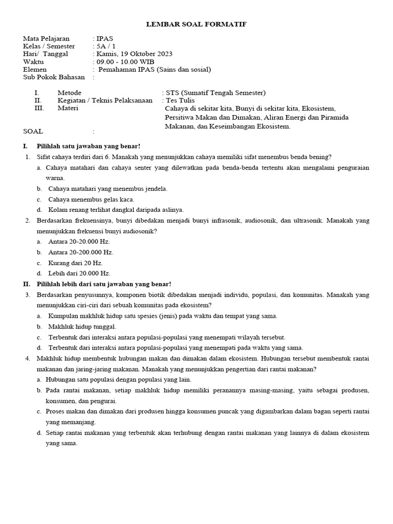 Analisis STS 1 IPAS 2023 | PDF