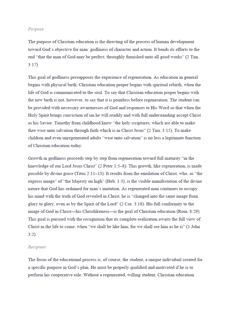 Christian Education's Core Purpose | PDF | God | Born Again