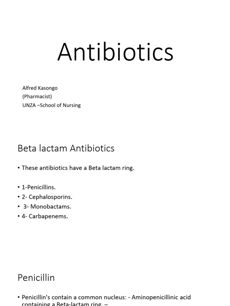 Antibiotics Part 1 Pdf Penicillin Beta Lactamase