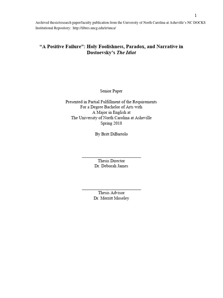 A Positive Failure-Holy Foolishness, Paradox, and Narrative in ...