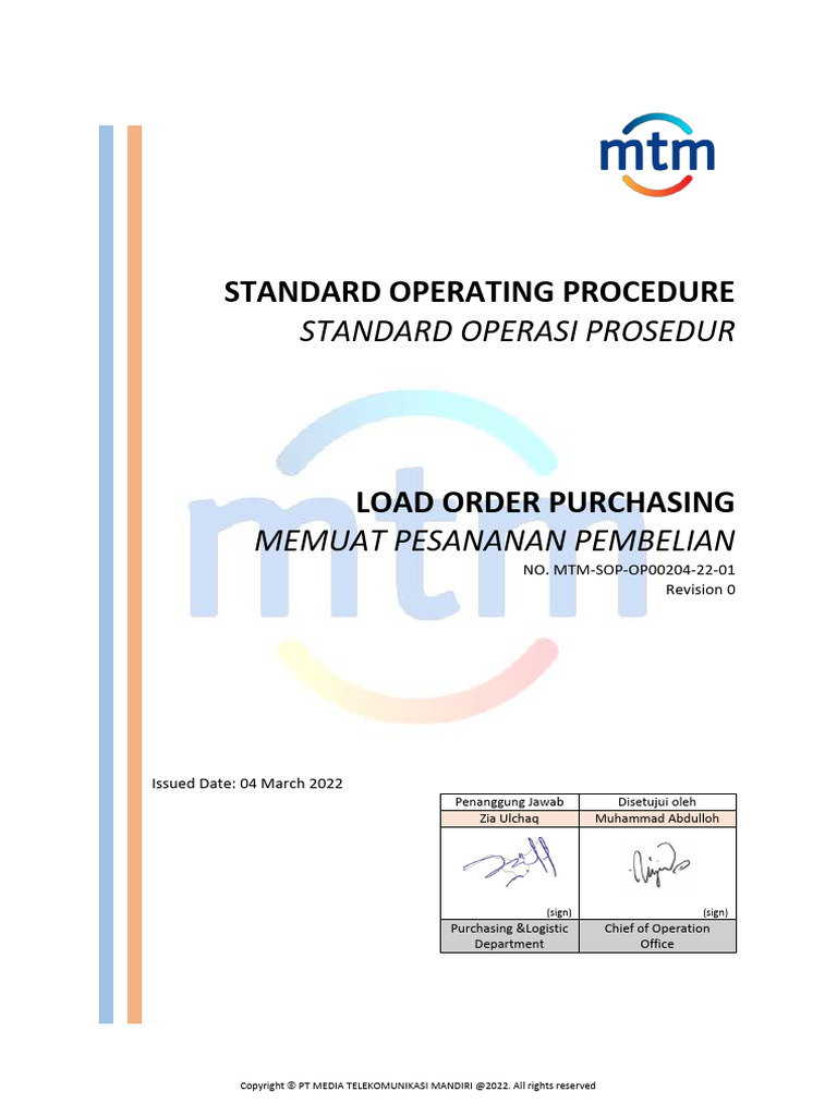 MTM-SOP-OP00204-22-01 Load Order | PDF