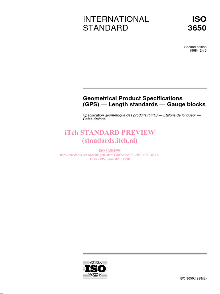 Iso 3650 1998 | PDF | Calibration | International Organization For ...