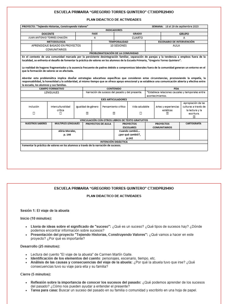 PLANEACION JATCH CUARTO GRADO Lenguajes 2 | PDF | Escuelas | Educación ...