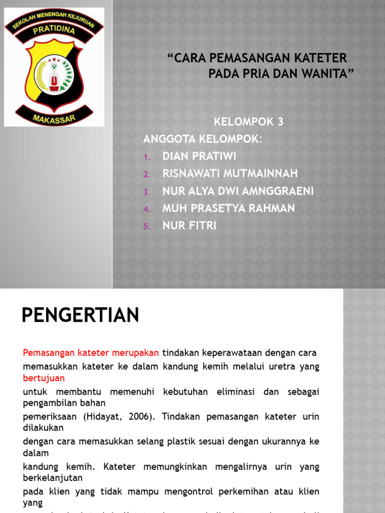Cara Pemasangan Kateter Pada Pria Dan Wanita | PDF